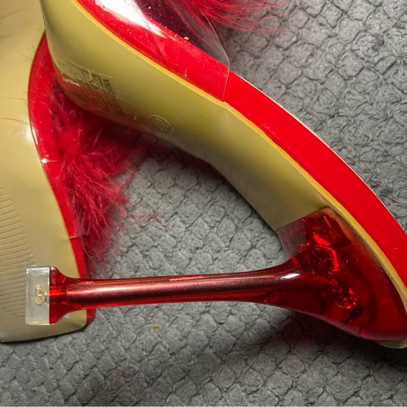 Shoes | Nwot Red Turkey Feather Stilettos Heels | Poshmark